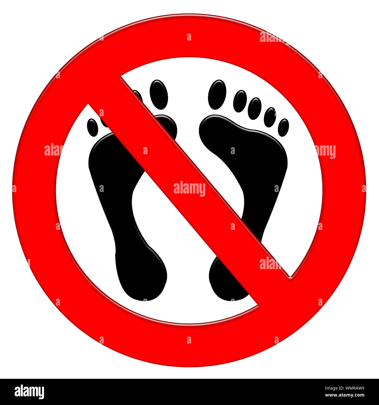 Prohibition symbol with feet illustration icon Stock Photo - Alamy