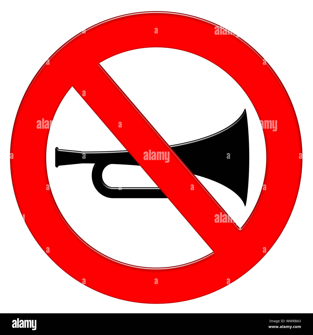 Prohibition symbol with trumpet illustration icon Stock Photo - Alamy