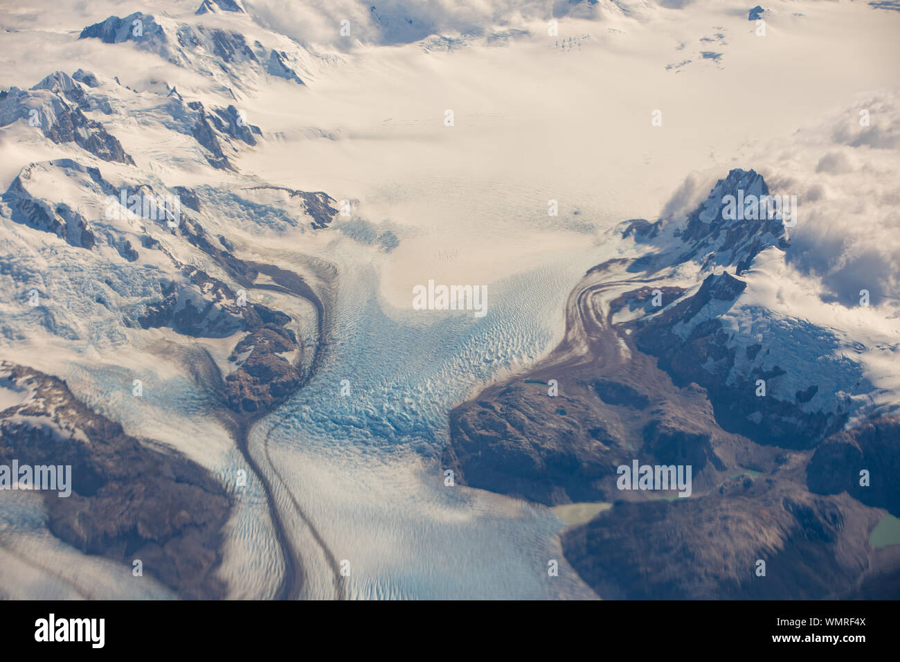 Aerial view of the Southern Patagonian Icefield in Chile from an ...
