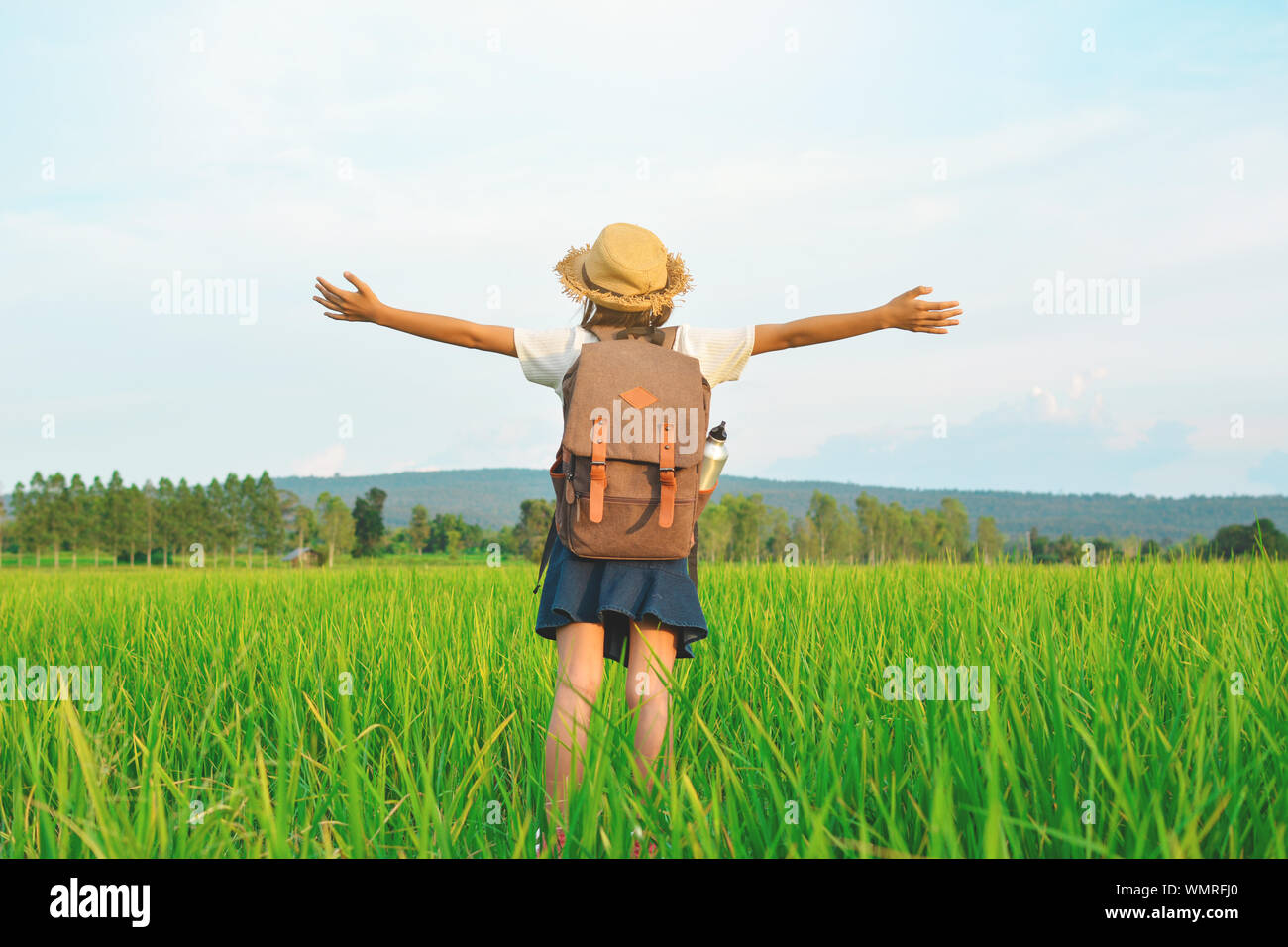 Child backpack rear view hi-res stock photography and images - Alamy