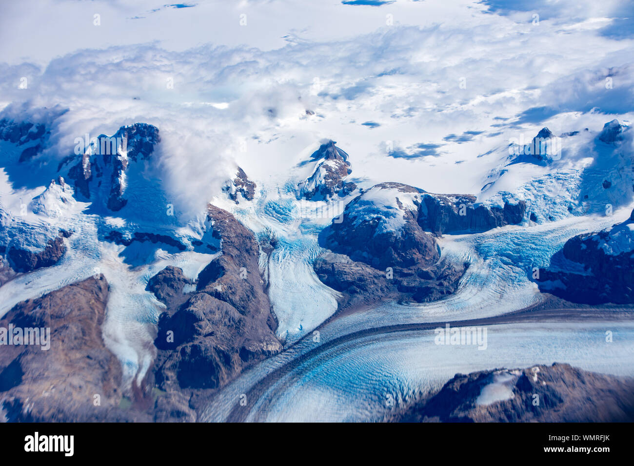 Aerial view of the Southern Patagonian Icefield in Chile from an ...