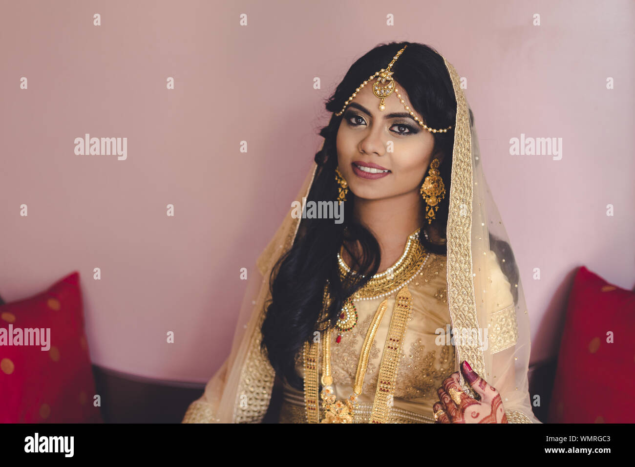 Portrait Of Beautiful Bride With Traditional Dress Stock Photo - Alamy