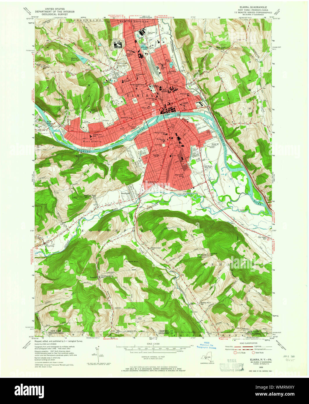 Elmira new york map hi-res stock photography and images - Alamy