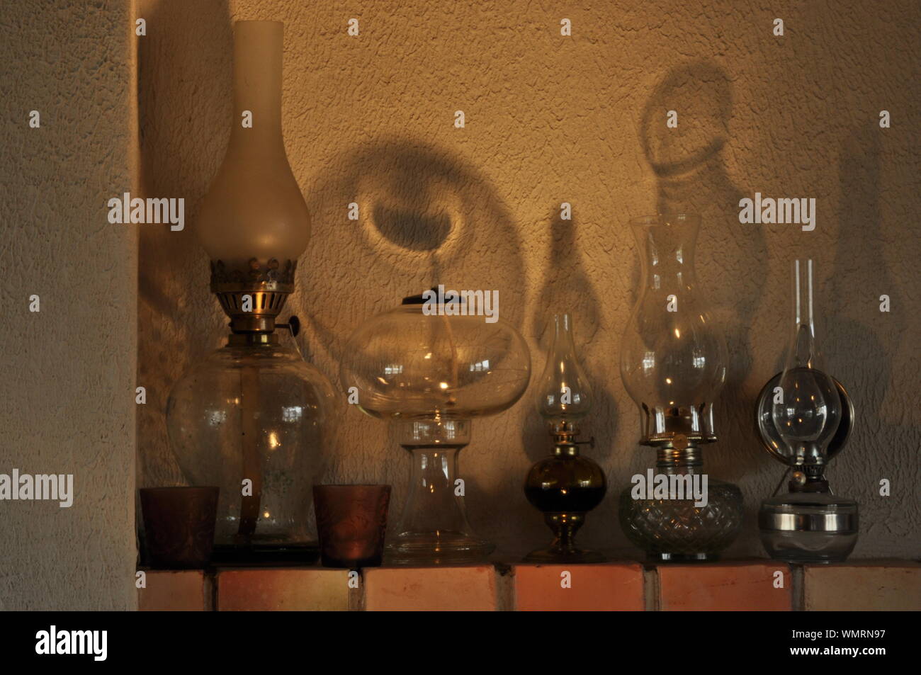 Oil lamps. Ornament on the mantelpiece. Light source. The Middle Ages ...