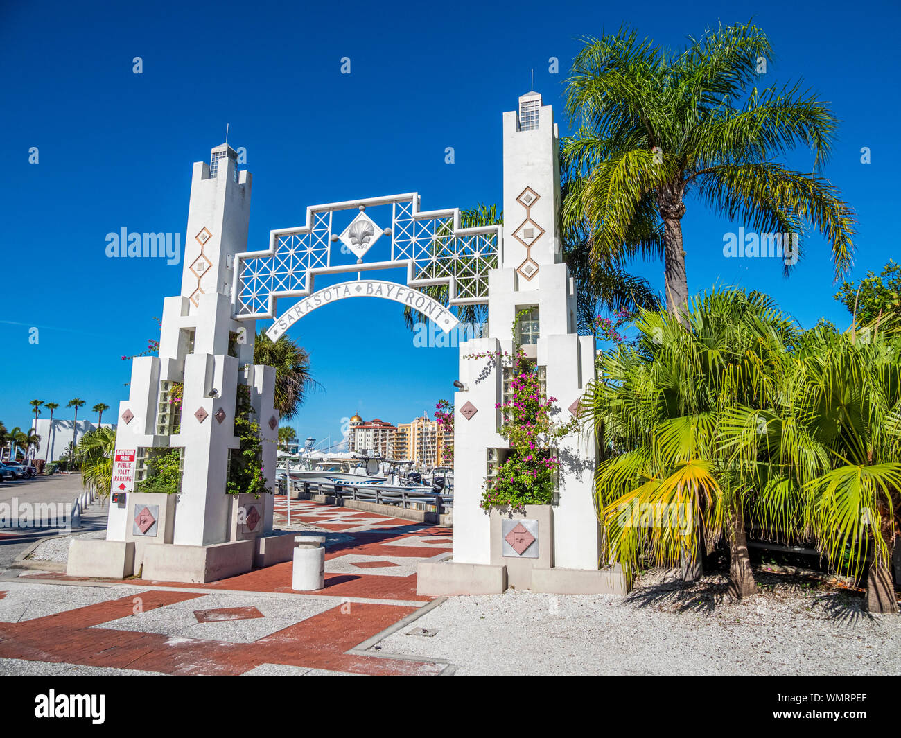 Entrance to Bayfront Park on the waterfront of Sarasota Florida Stock ...