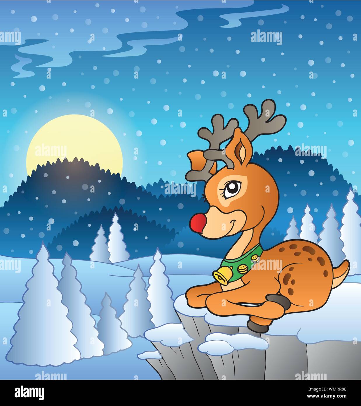 Scene with Christmas deer 2 Stock Vector Image & Art - Alamy