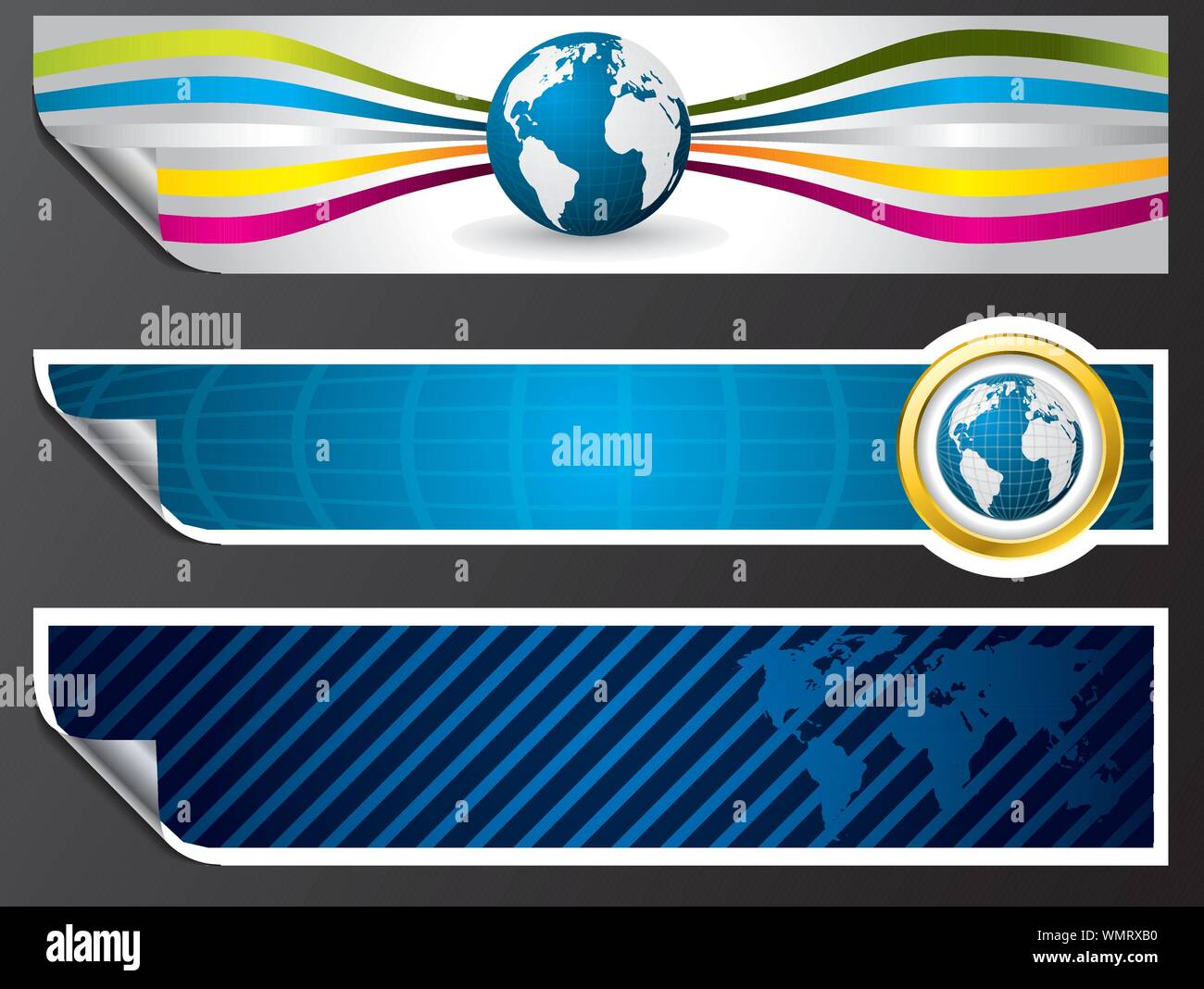 World map and globe banner set Stock Vector Image & Art - Alamy
