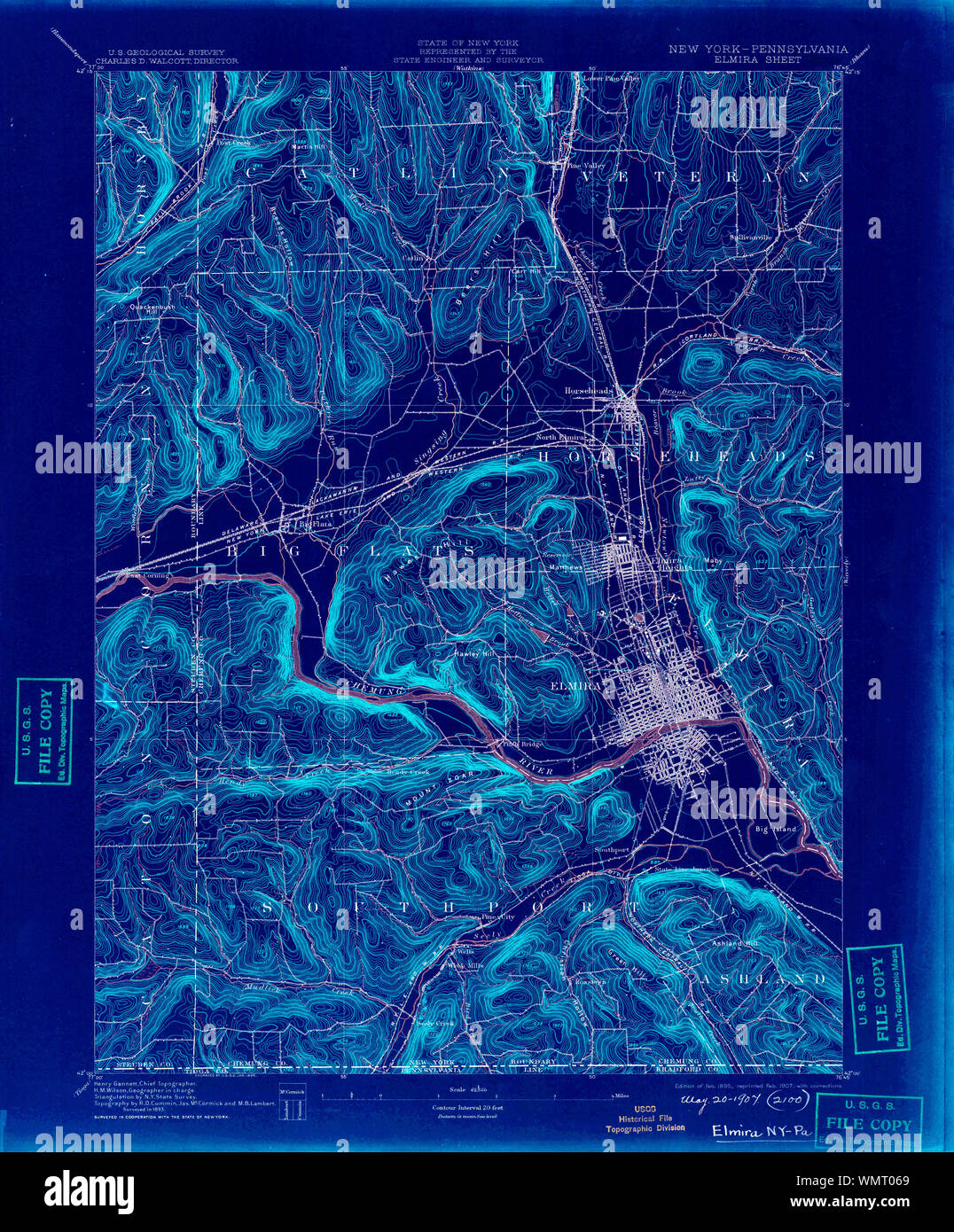 New York NY Elmira 140652 1895 62500 Inverted Restoration Stock Photo ...