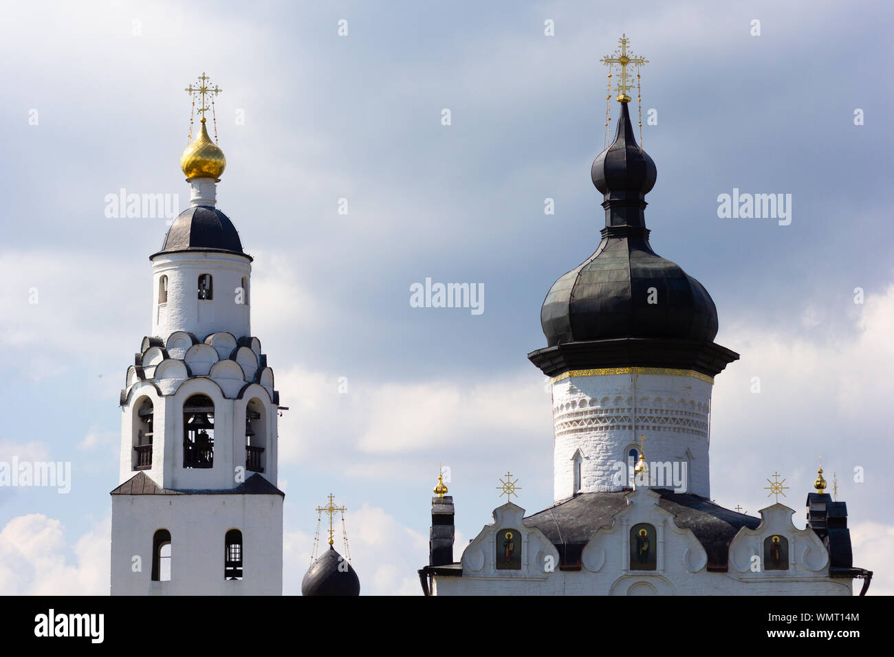 Domes of russian churches in Sviyazhsk on blue sky Stock Photo - Alamy