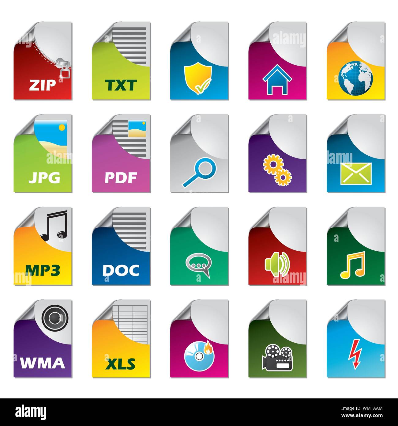 File icon set of twenty Stock Vector Image & Art - Alamy