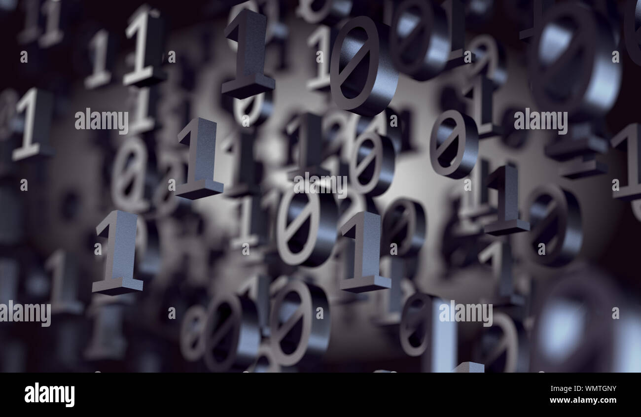 Binary code and machine data in screen.Technology and computing ...