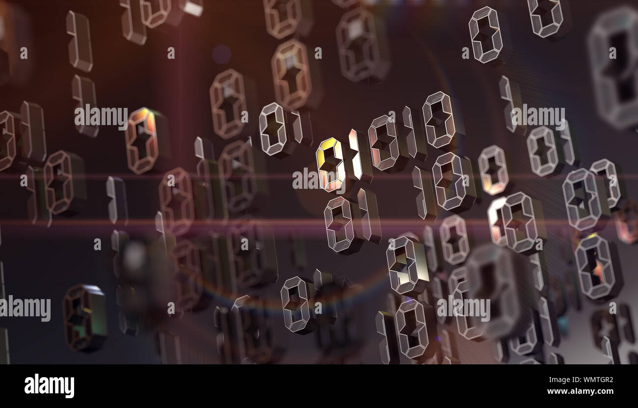 Binary code and machine data in screen.Technology and computing ...