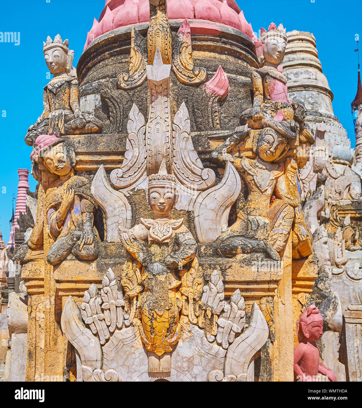Decorative elements of preserved burial stupa - stucco molding and ...