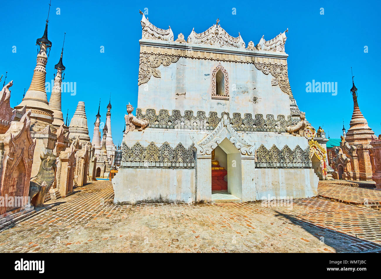 The medieval shrine located among the burial stupas of Kakku Pagodas ...