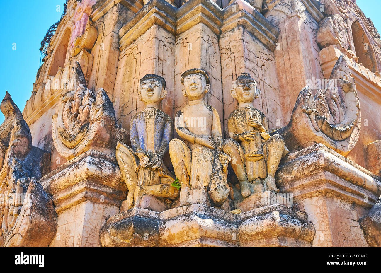The stupa in Kakku Pagodas site is decorated with sculptures of Nats ...