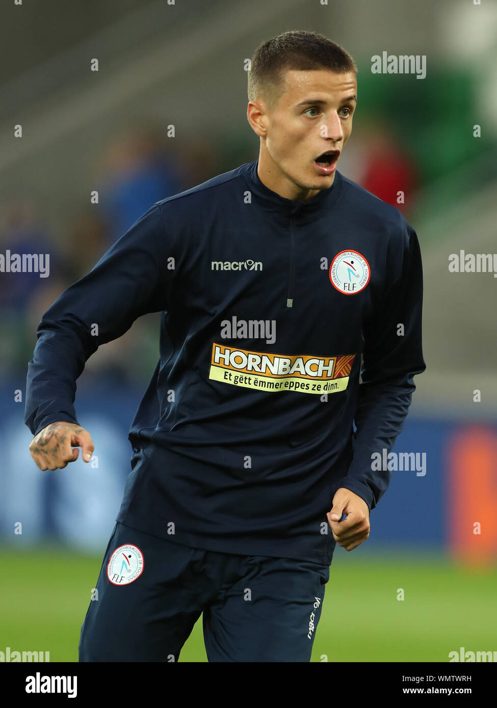 Luxembourg's Vincent Thill warms up prior to the International Friendly ...