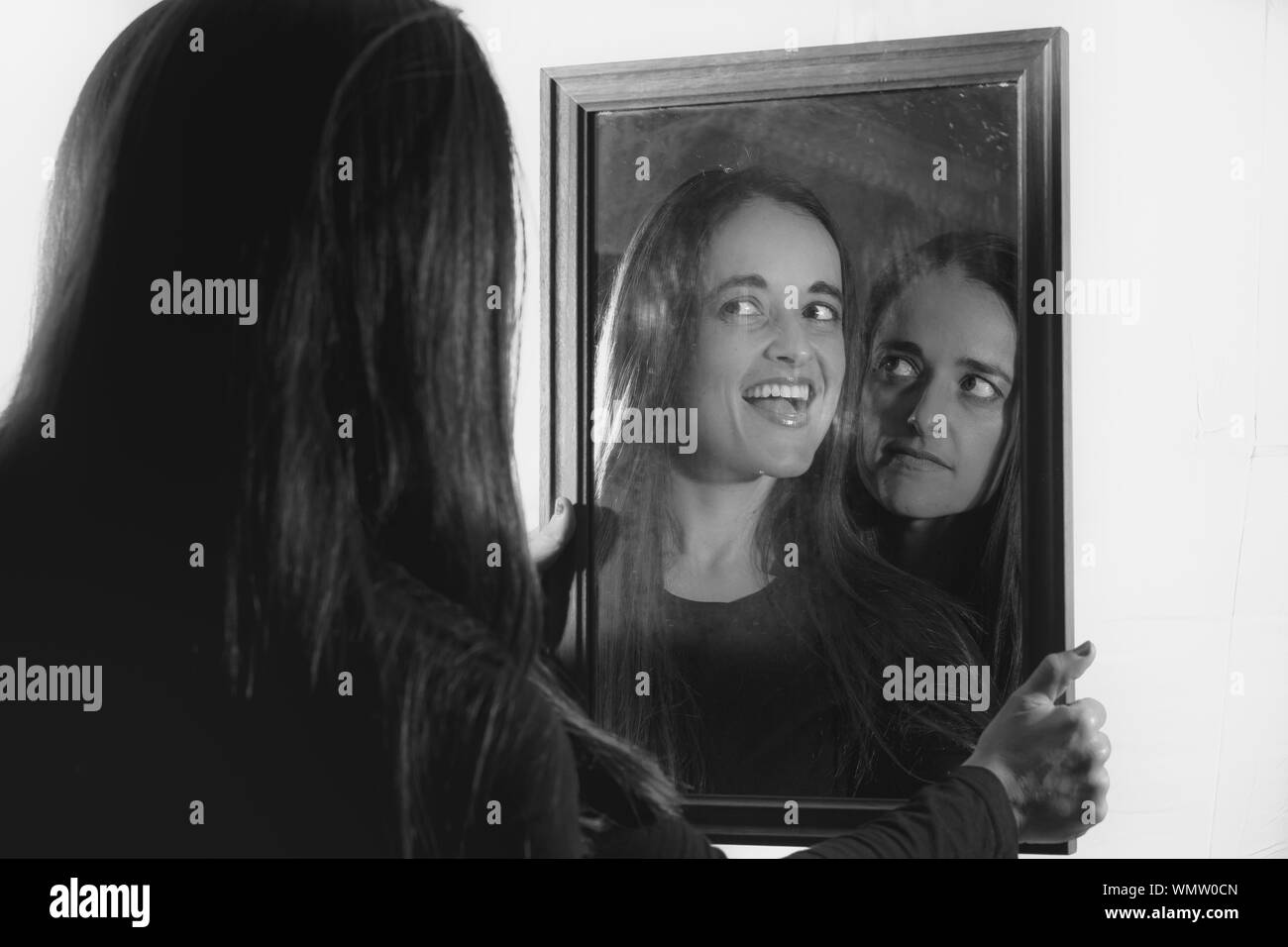 Happy and angry woman one hi-res stock photography and images - Alamy