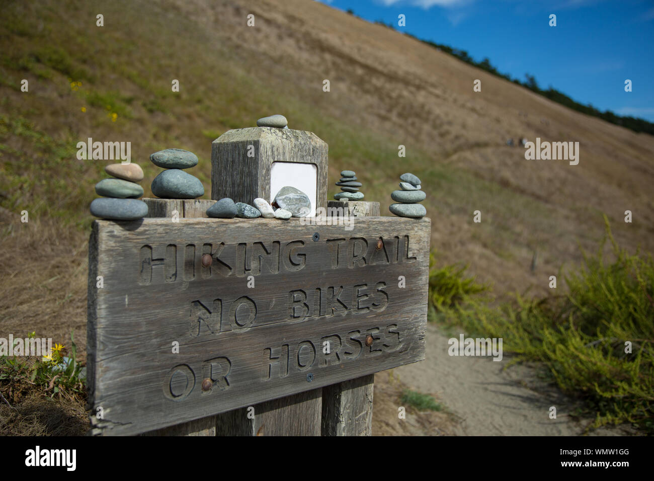 Wooden trail sign hi-res stock photography and images - Alamy