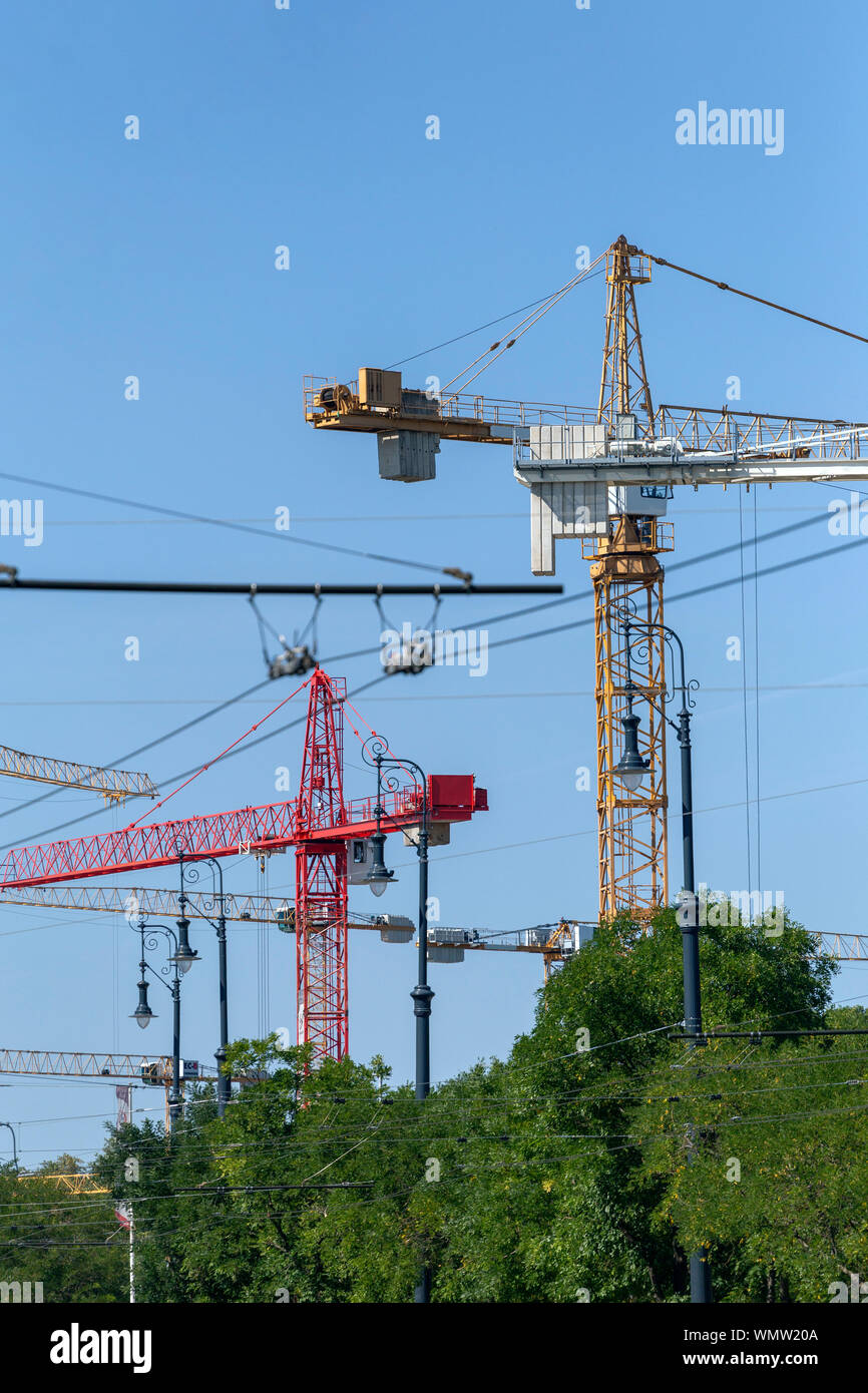 Large cranes on a construction site Stock Photo - Alamy
