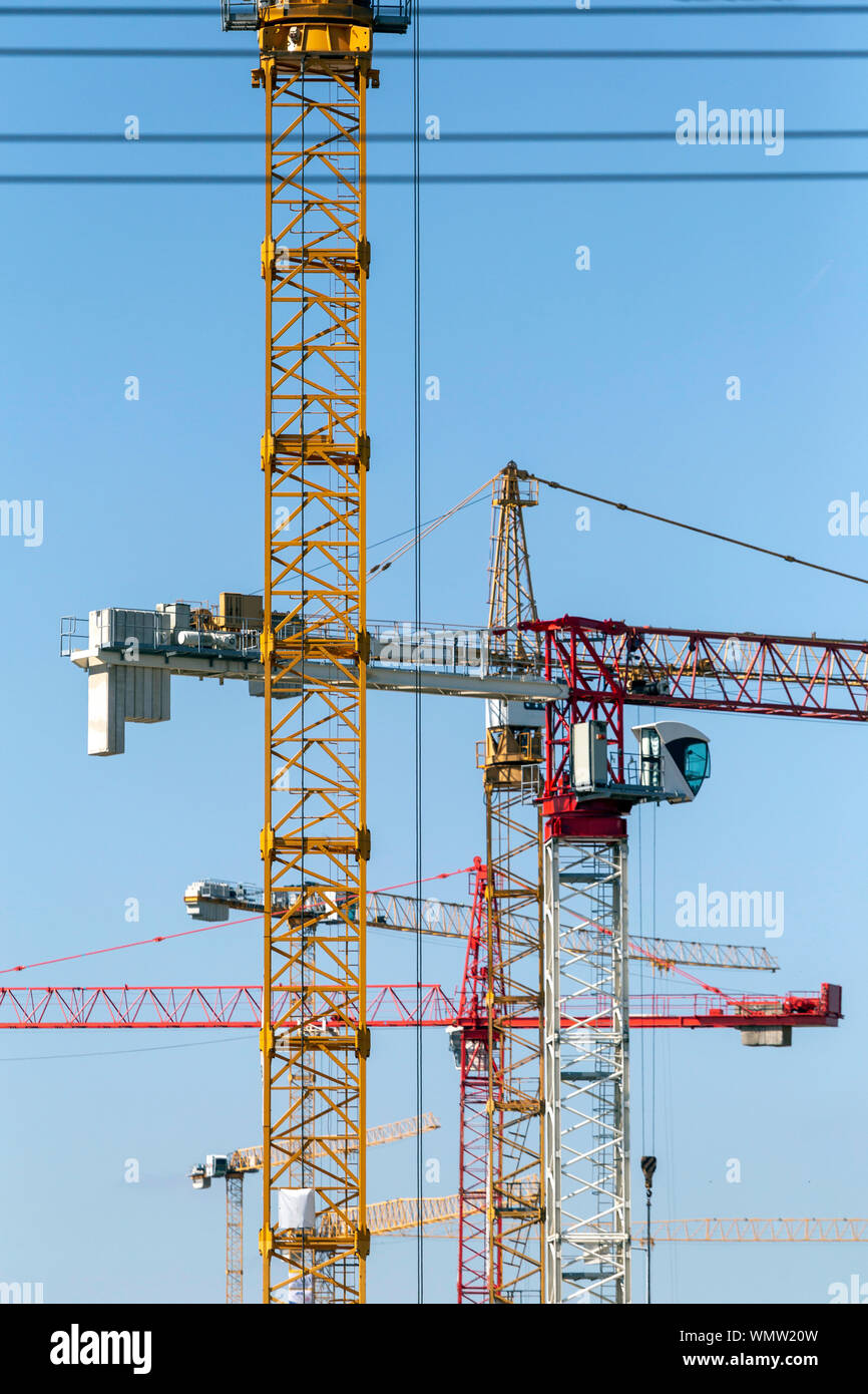 Large cranes on a construction site Stock Photo - Alamy
