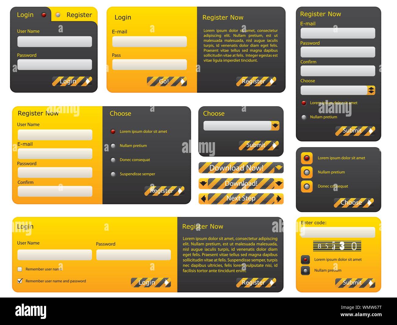 Warning and hazard website form set Stock Vector Image & Art - Alamy