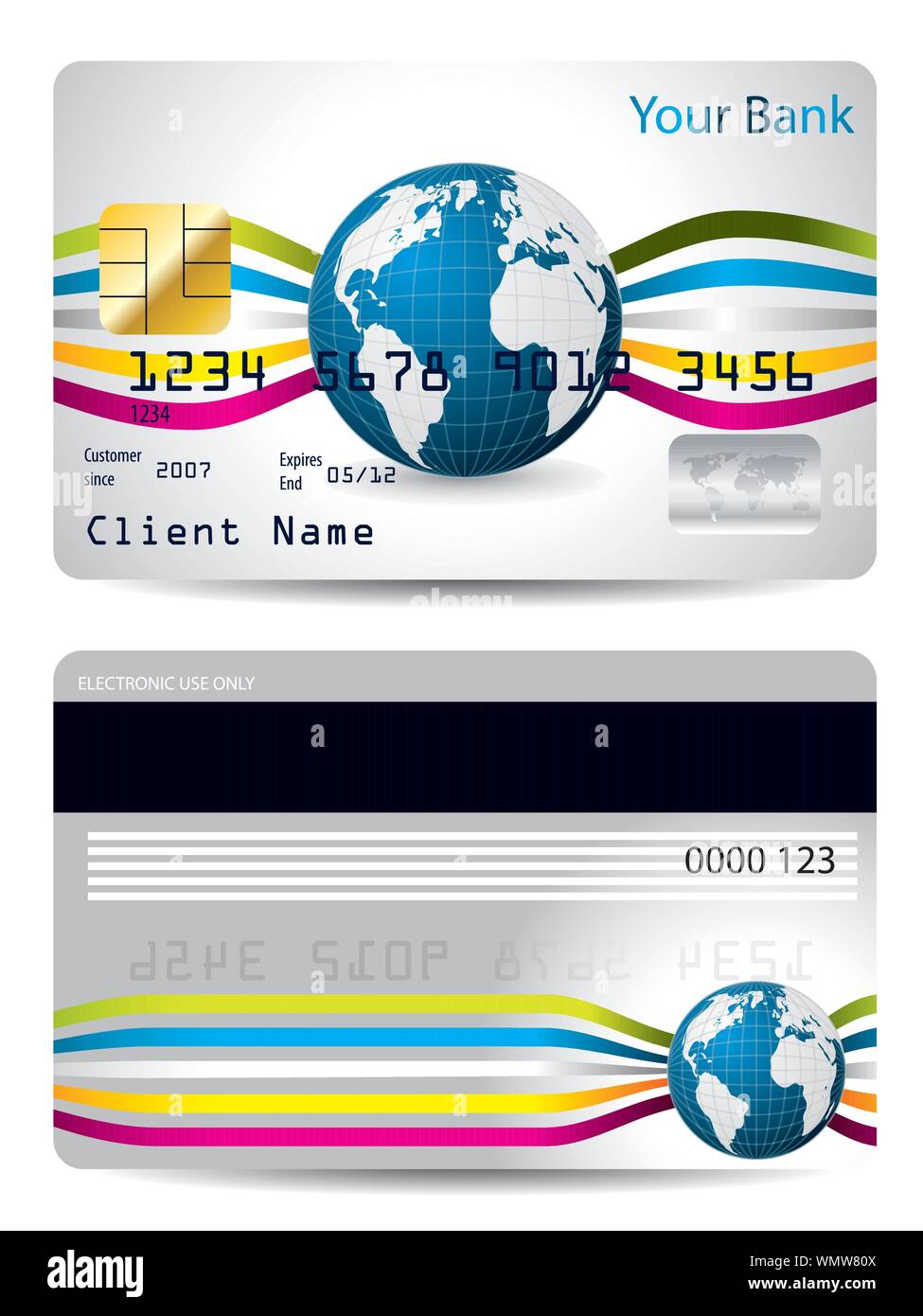 Gold credit debit card world map Stock Vector Images - Alamy