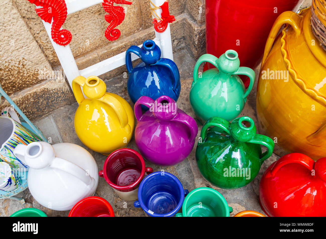 Italy, Apulia, Metropolitan City of Bari, Polignano a Mare. Colorful ...