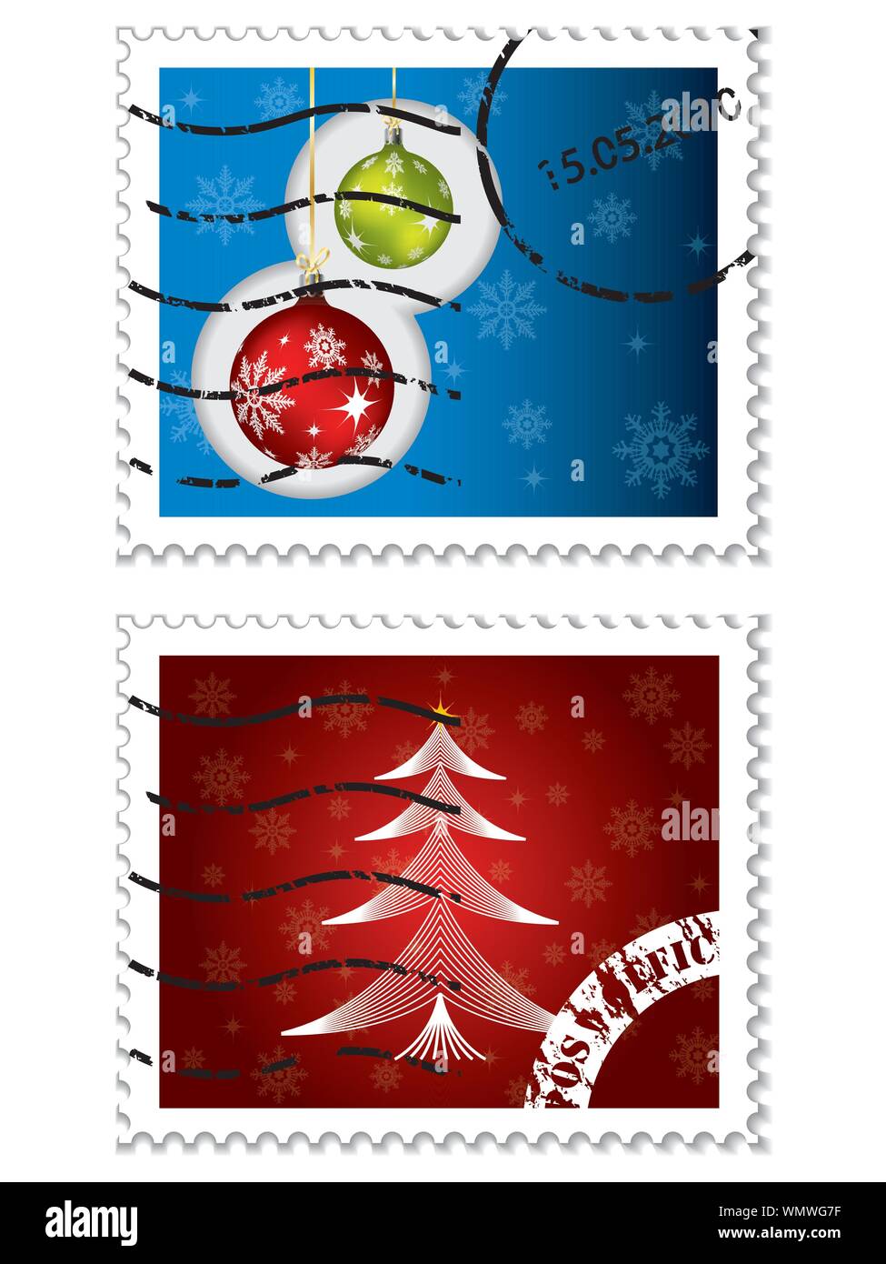 Christmas postal stamps Stock Vector Image & Art - Alamy