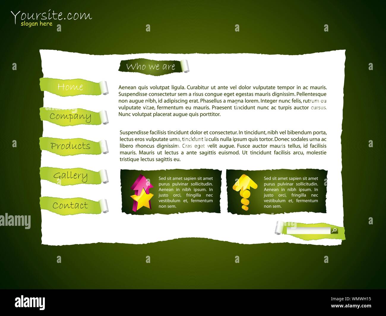 Torn website template design in green Stock Vector Image & Art - Alamy