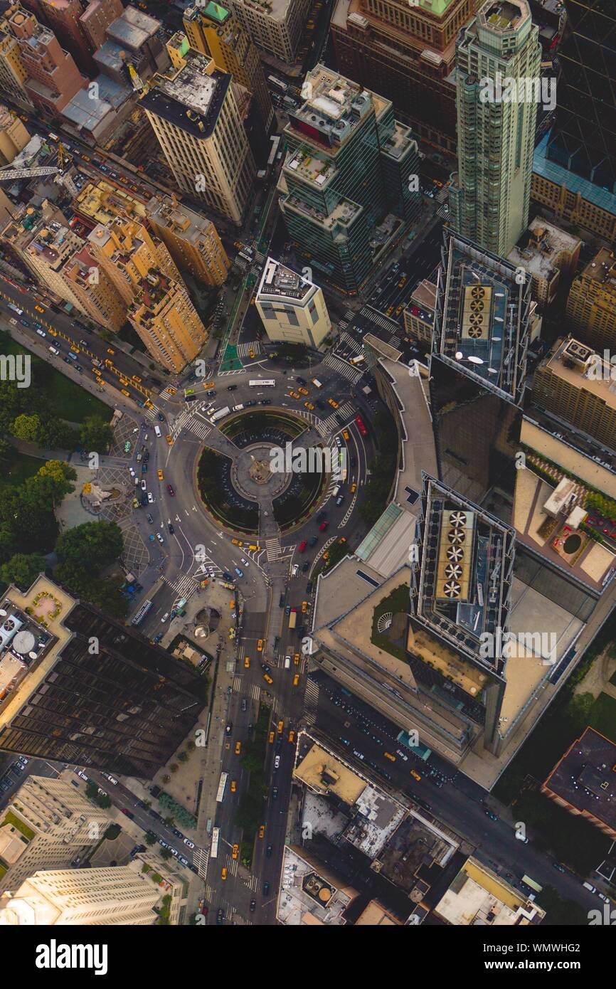 Aerial View Of Traffic Circle In City Stock Photo - Alamy