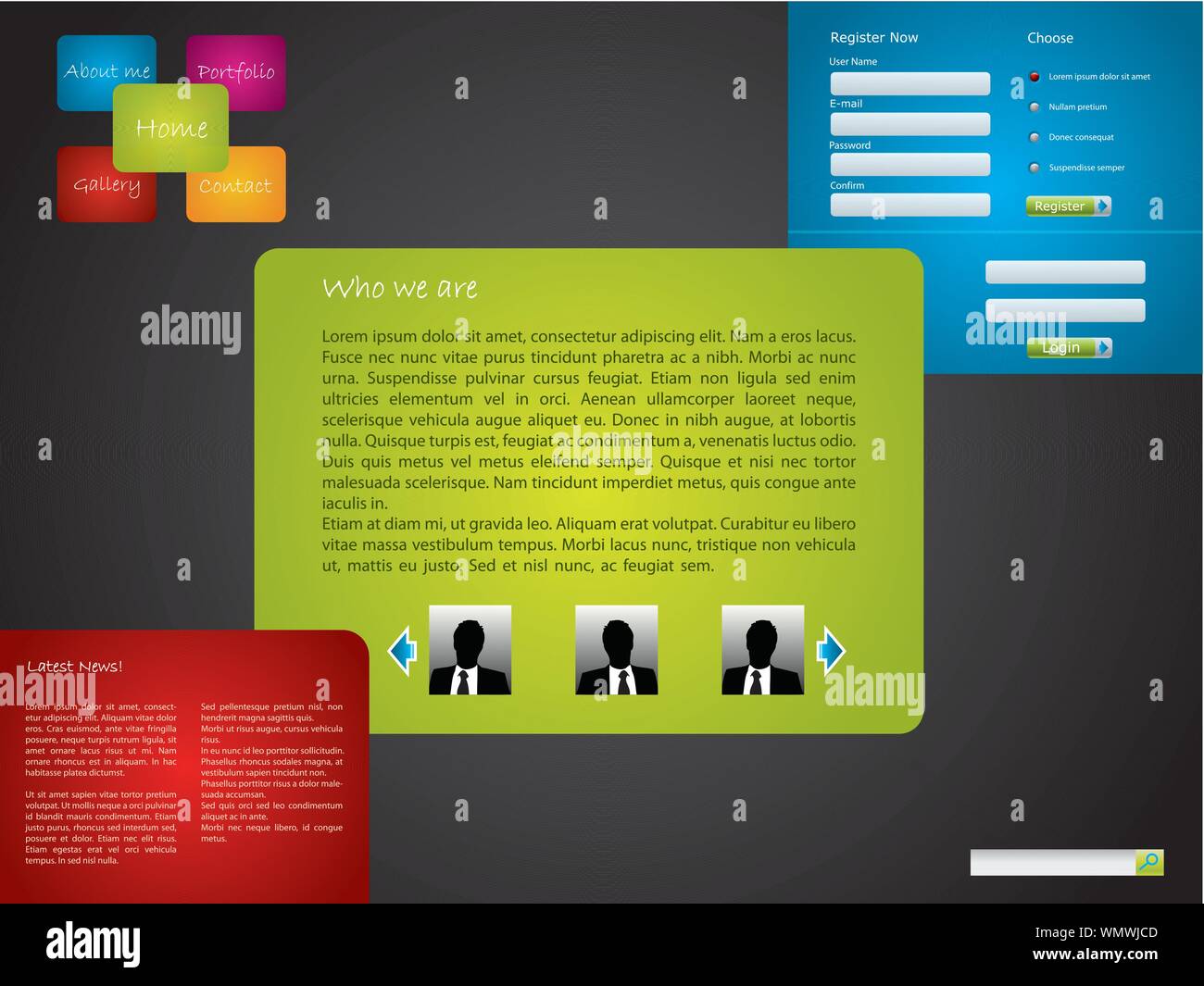 Colorful website template with photos Stock Vector Image & Art - Alamy