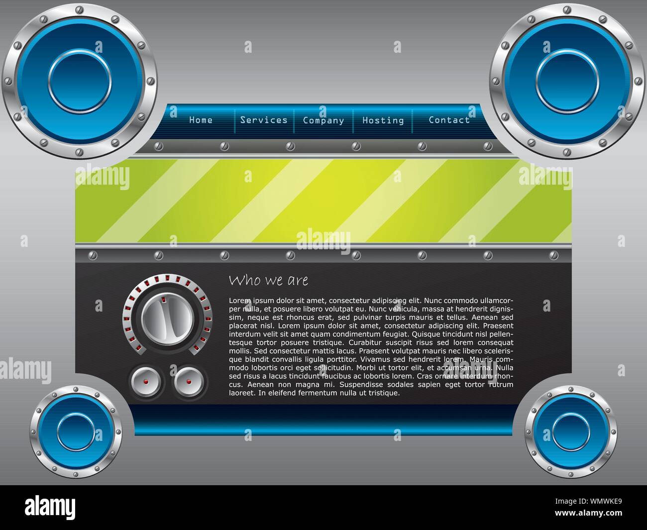 Website template with metallic speakers Stock Vector Image & Art - Alamy