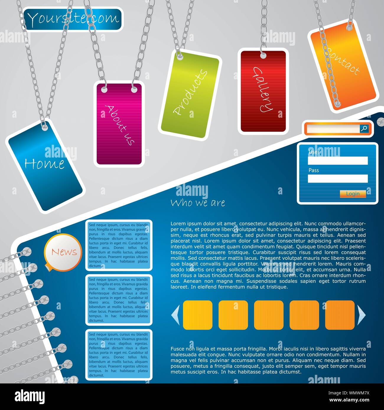 Chained labels website template design Stock Vector Image & Art - Alamy