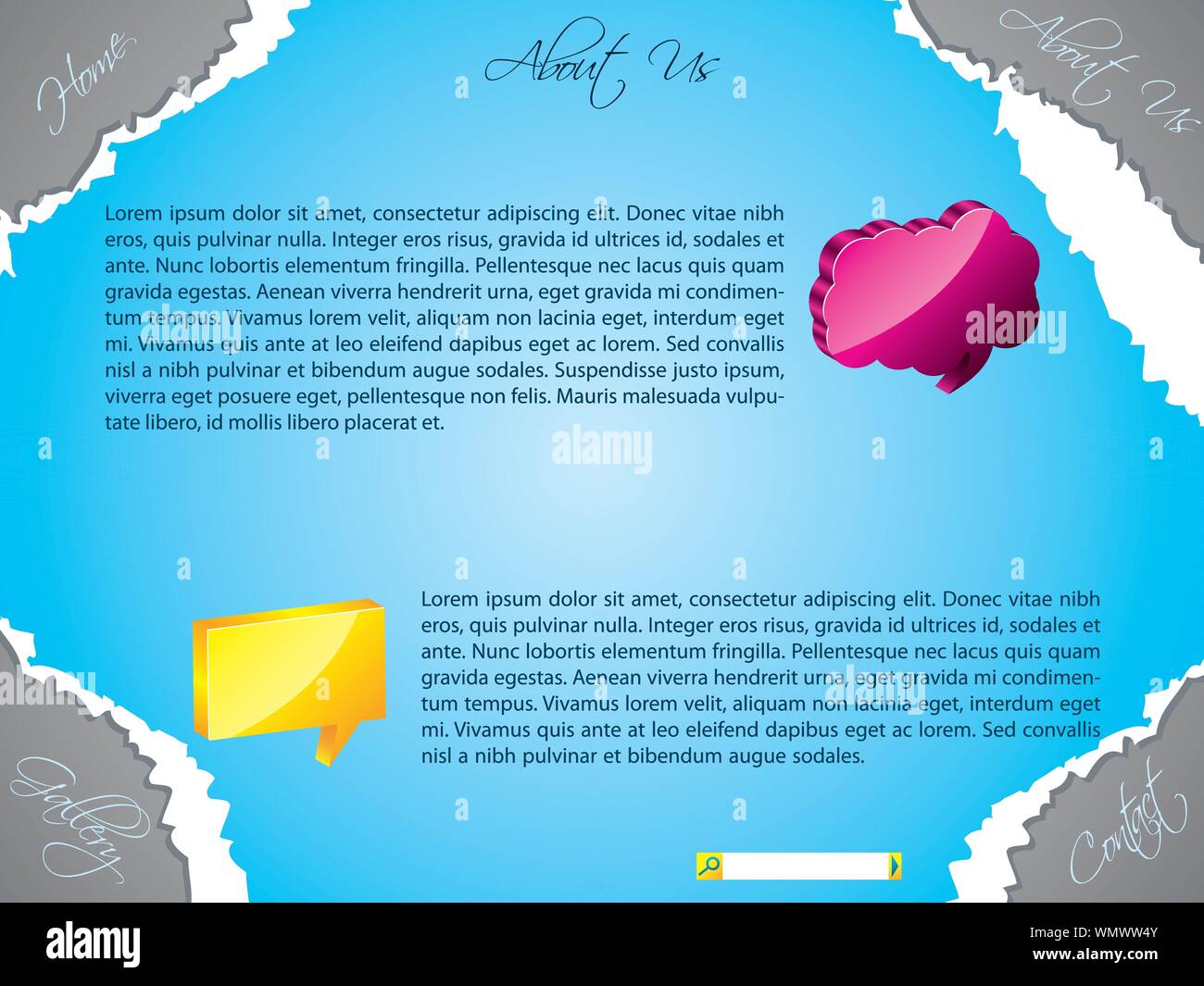 Ripped blue website template design Stock Vector Image & Art - Alamy