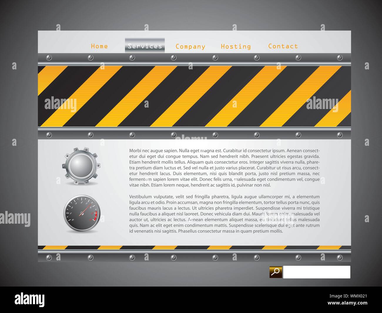 Warning sign website template with screws Stock Vector Image & Art - Alamy