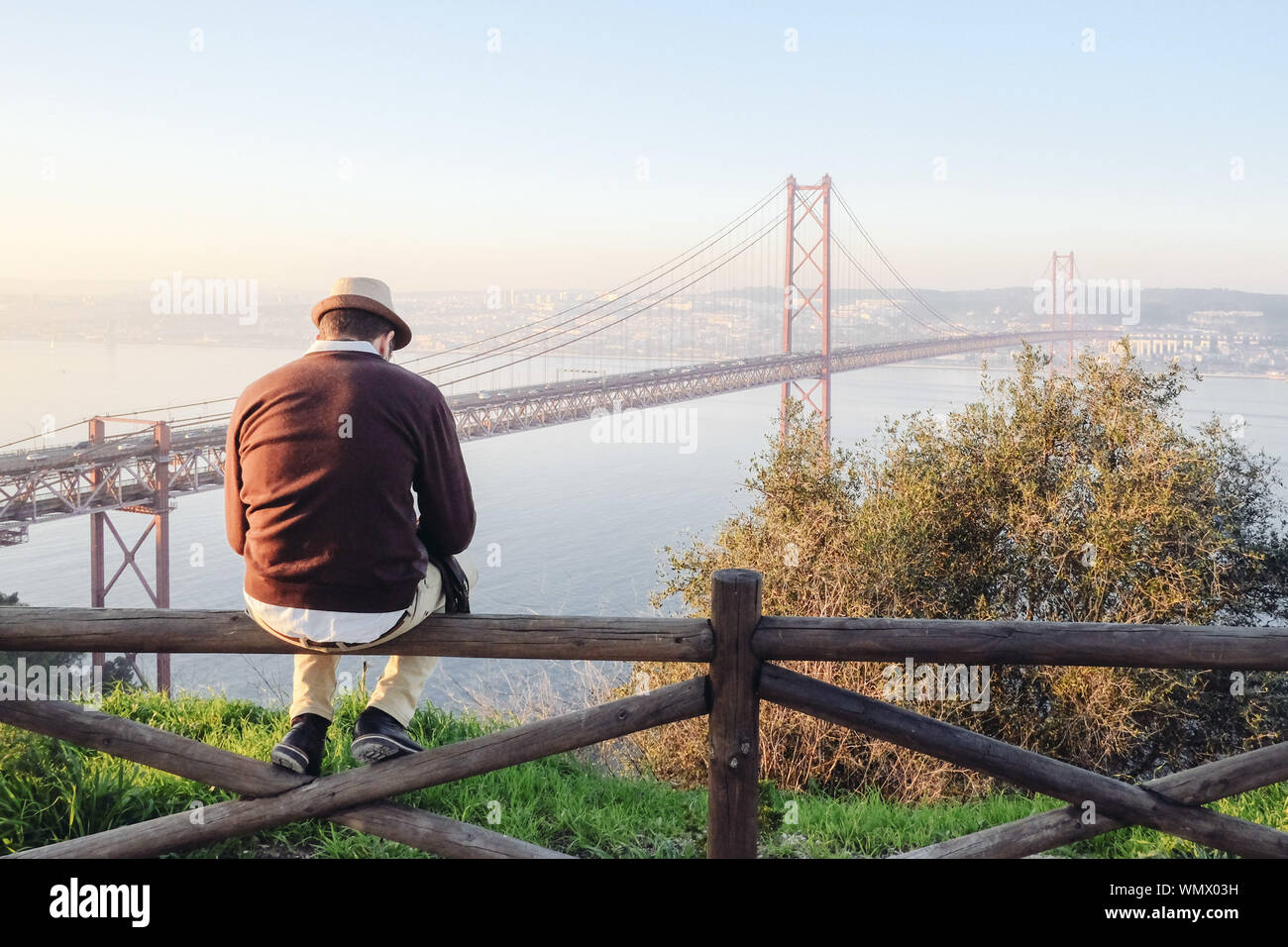 Man Standing On Suspension Bridge High Resolution Stock Photography and ...
