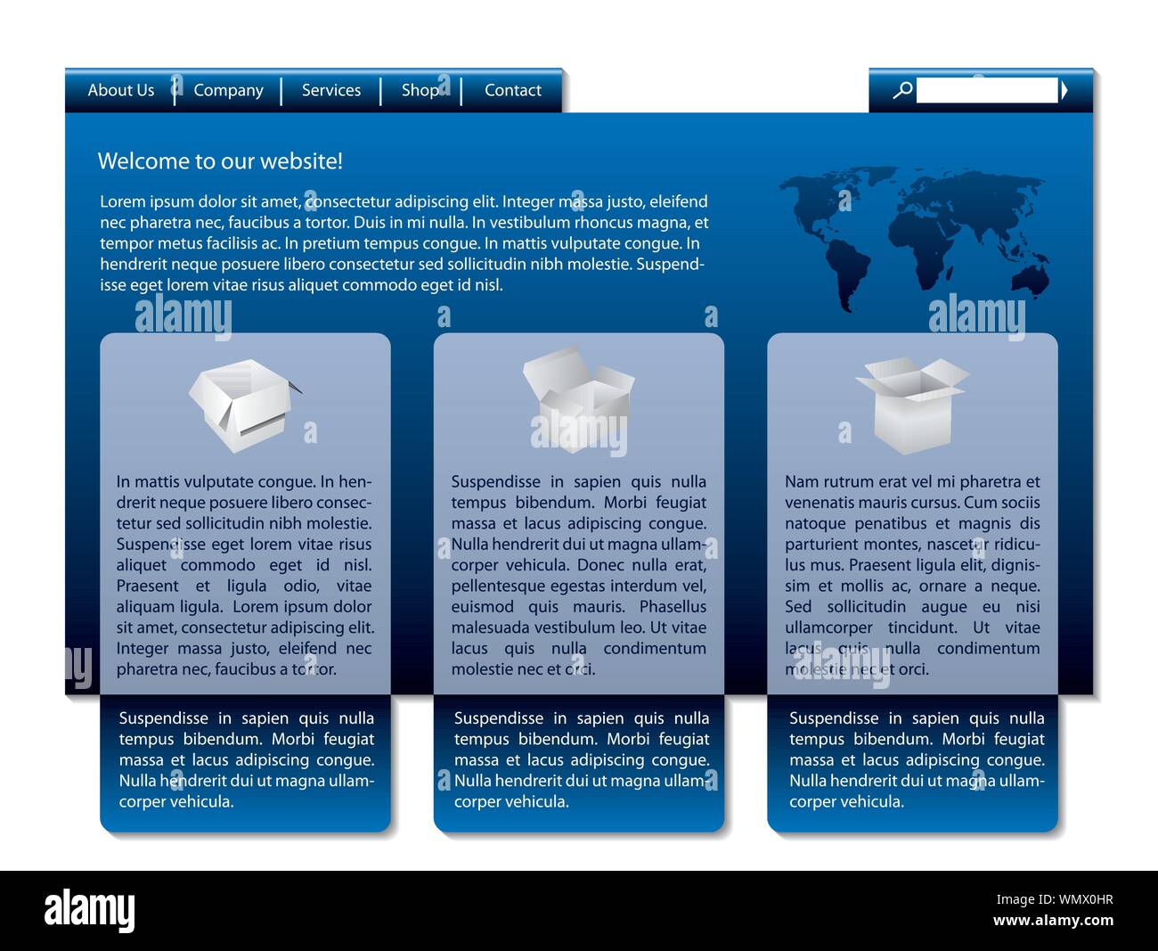 Stylish blue website design Stock Vector Image & Art - Alamy