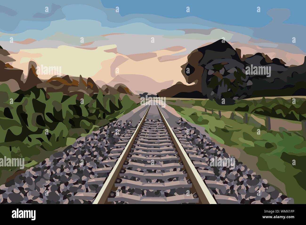rural railway track Stock Vector Image & Art - Alamy