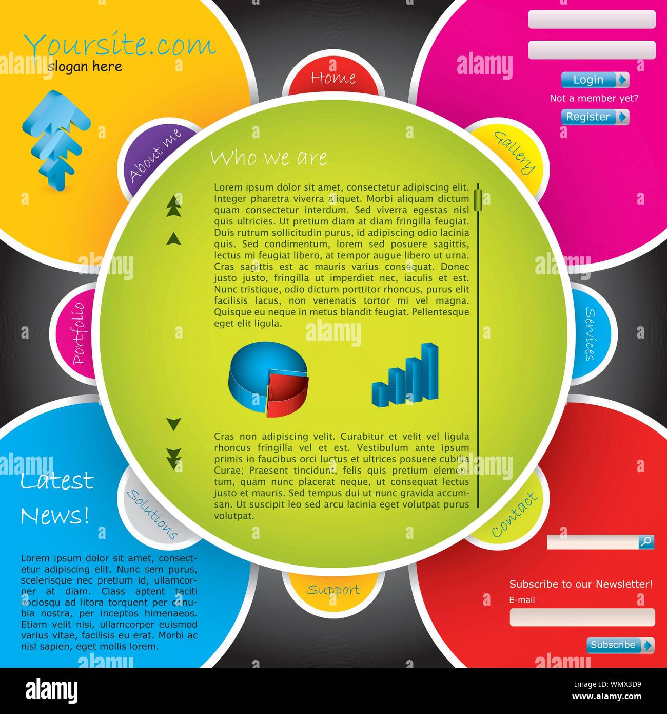 Flower-like colorful website template Stock Vector Image & Art - Alamy