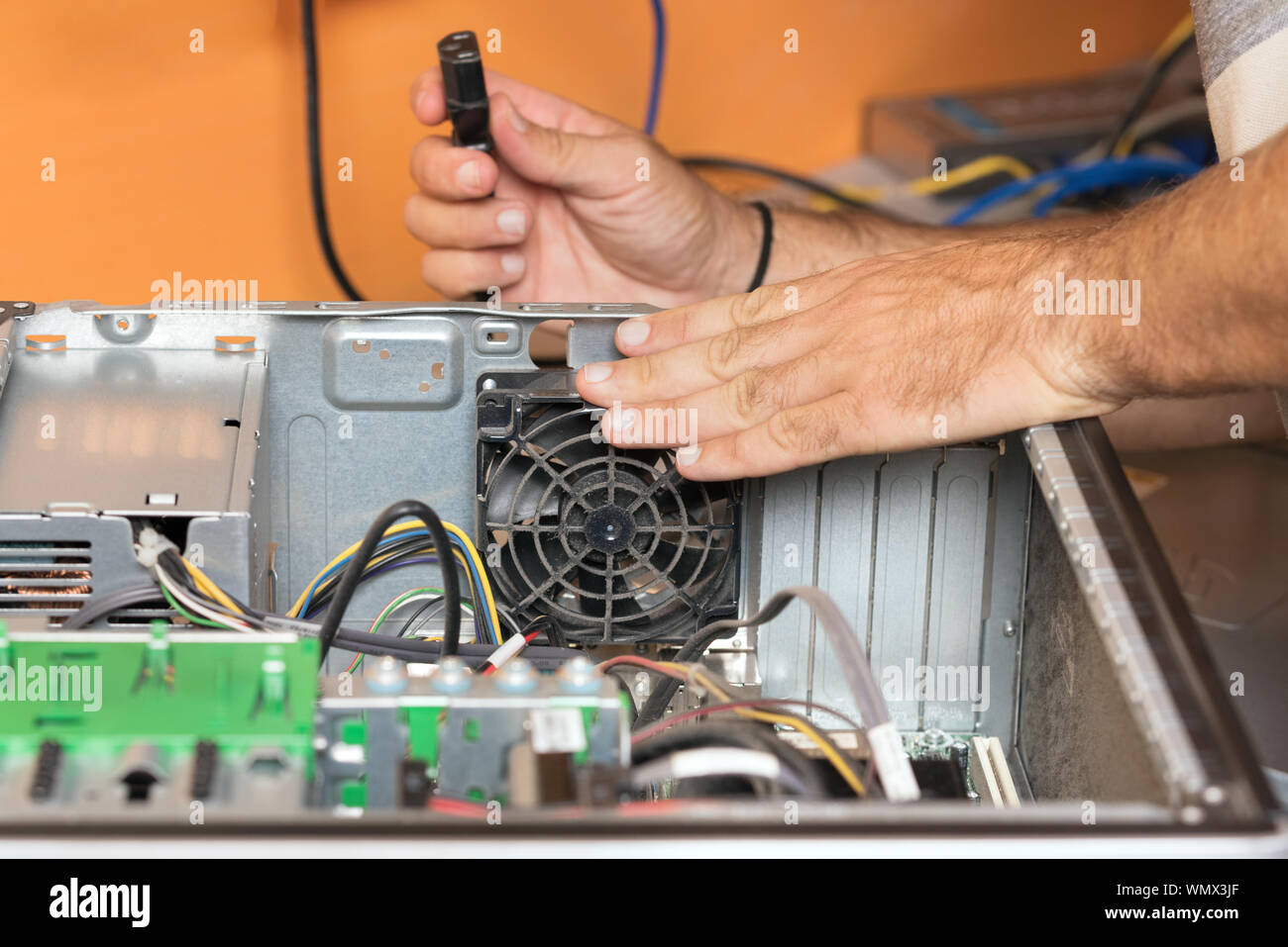 Technician repairing the computer. Concept of computer hardware ...