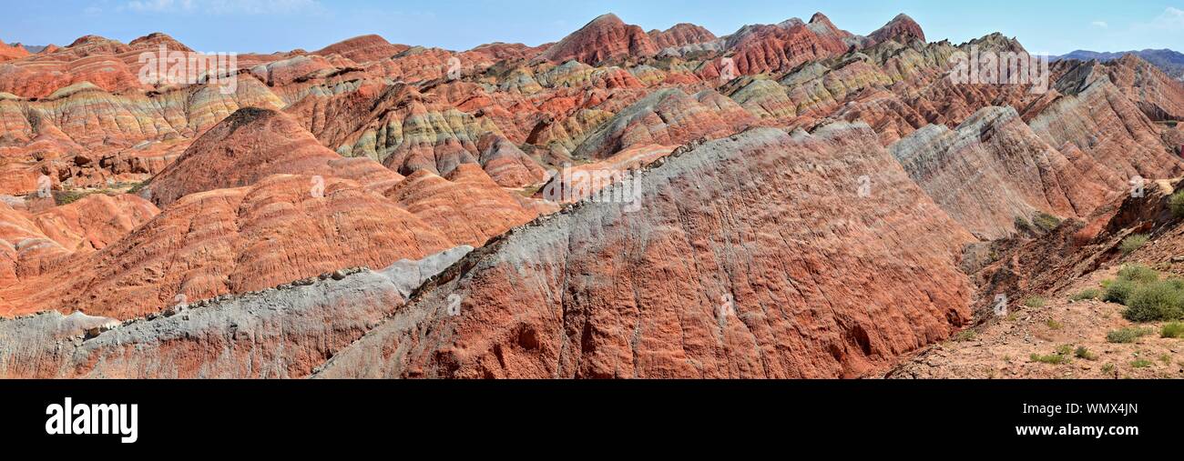 The Zhangye National Geopark in Gansu province in China is known for ...
