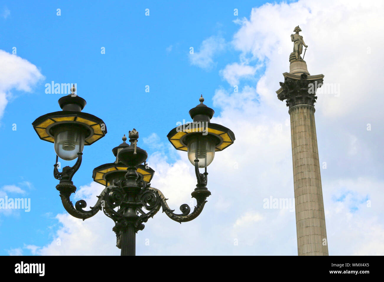 London, Great Britain -May 23, 2016: Old English lantern with Nelson's ...