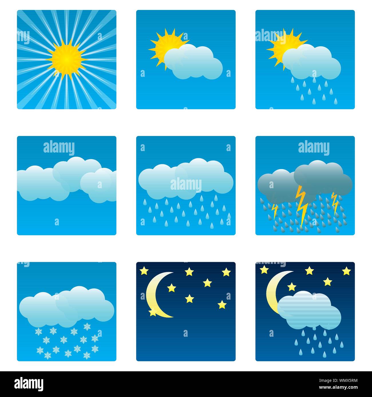 Weather icons and illustrations set Stock Vector Image & Art - Alamy