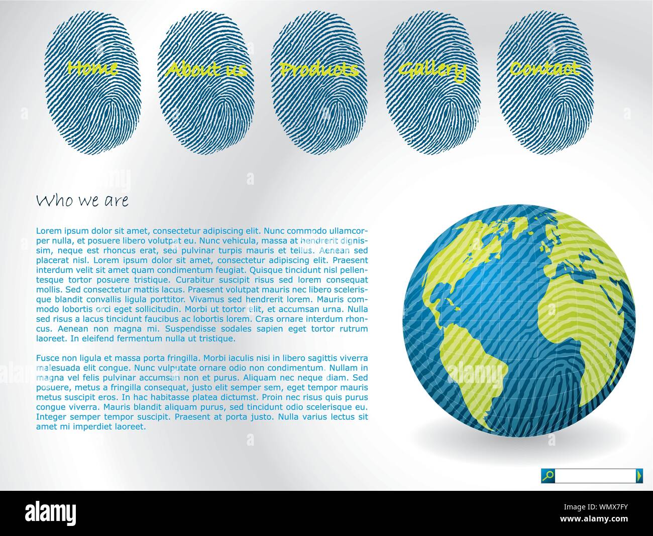 Website template with fingerprints and globe Stock Vector Image & Art ...