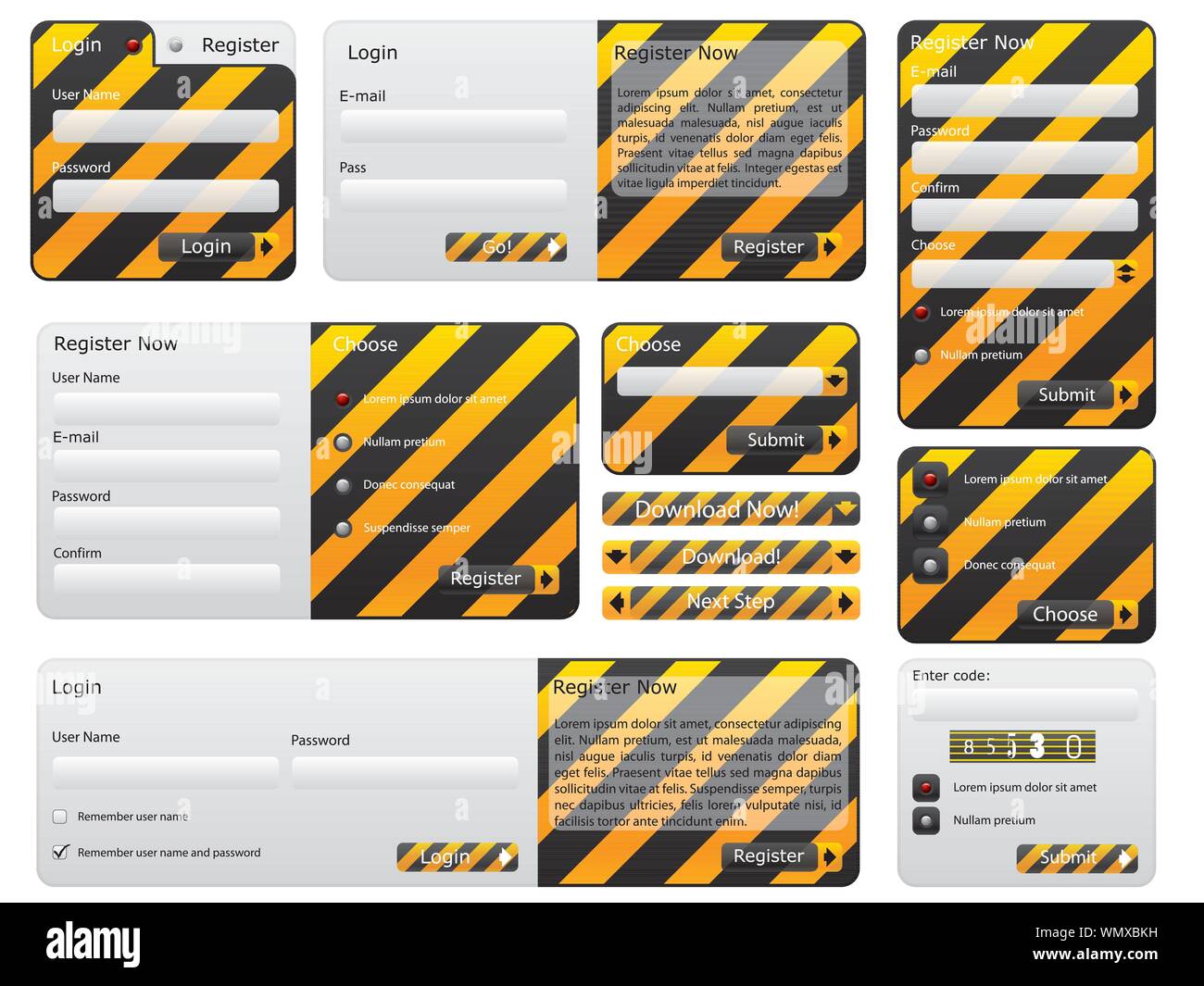Warning and hazard website form set Stock Vector Image & Art - Alamy