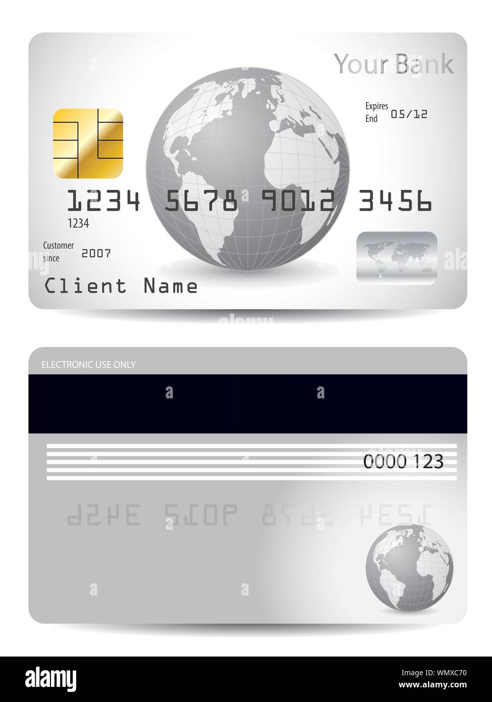 Gold credit debit card world map Stock Vector Images - Alamy