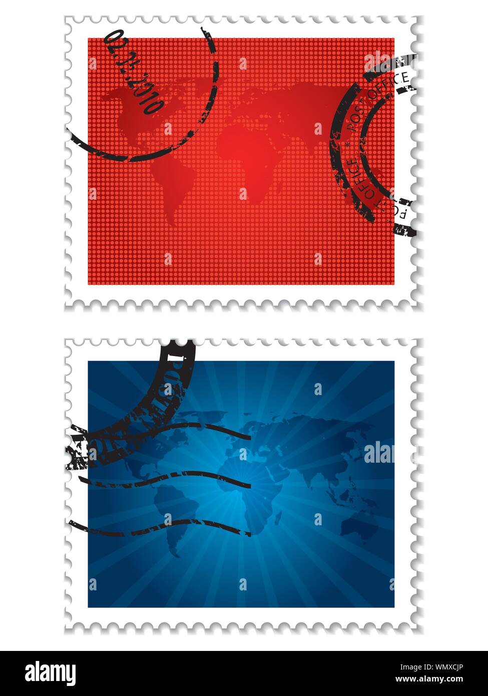 Stamps with world map designs Stock Vector Image & Art - Alamy