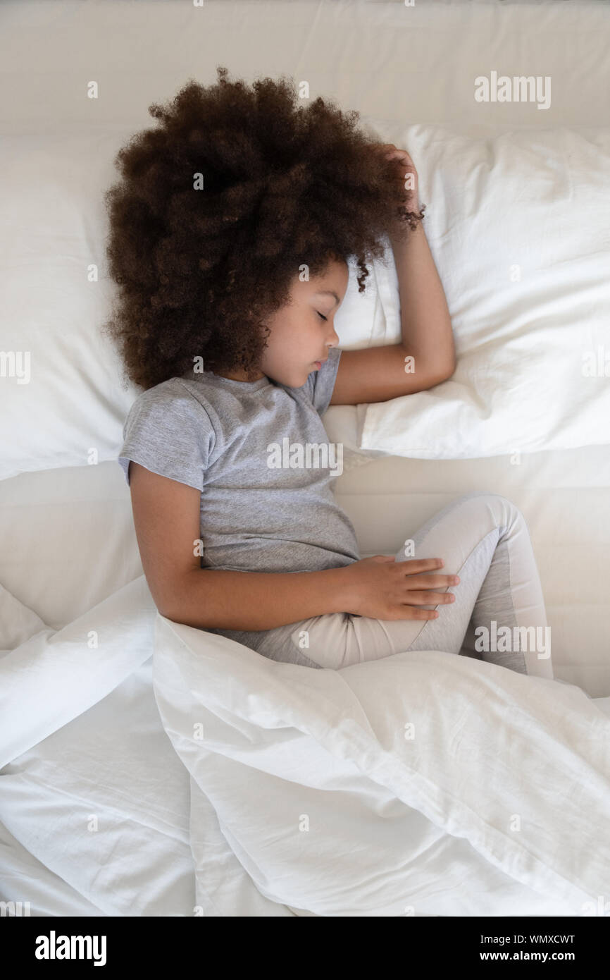 Top view above vertical image uncovered little kid sleeping Stock Photo ...