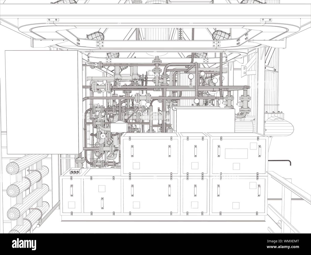 Industrial equipment. Wire-frame Stock Vector Image & Art - Alamy