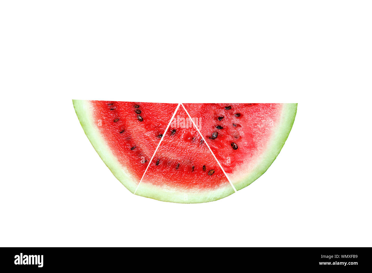 Triangular slices of watermelon on a white background. isolate Stock ...